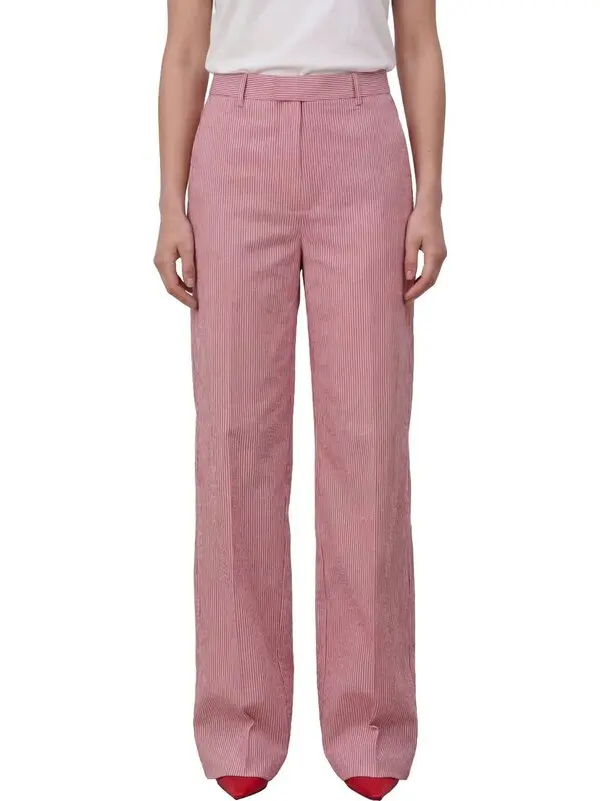ARMARIUM Striped Cotton Wide-leg Trousers - Red