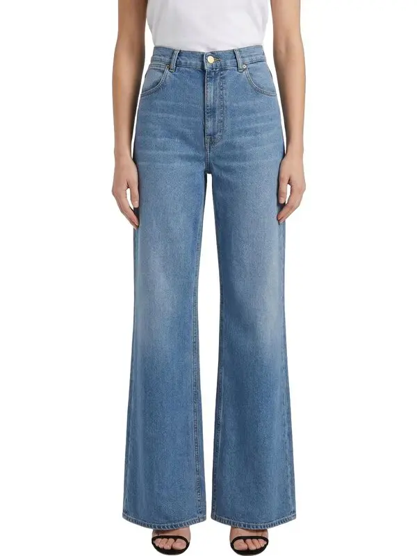 FAY Cotton Blend Denim Flared Jeans - Blue
