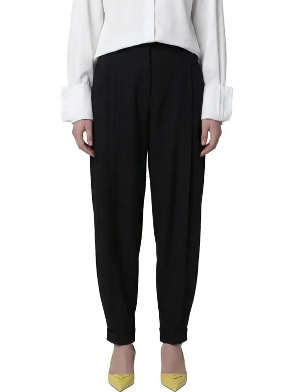 THELATEST Viscose Blend Straight Trousers - Black
