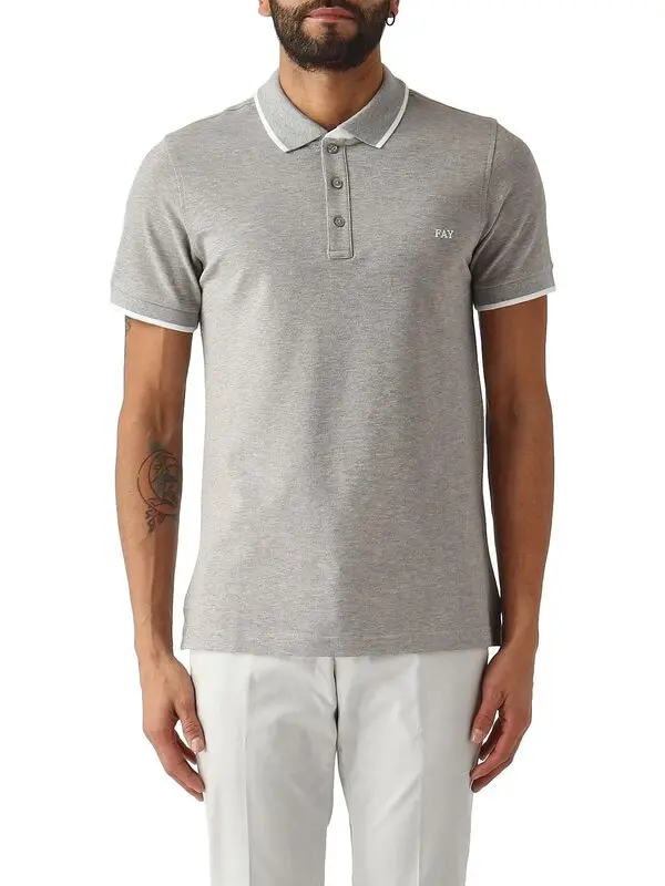 FAY Basic Cotton Polo Shirt - Grey