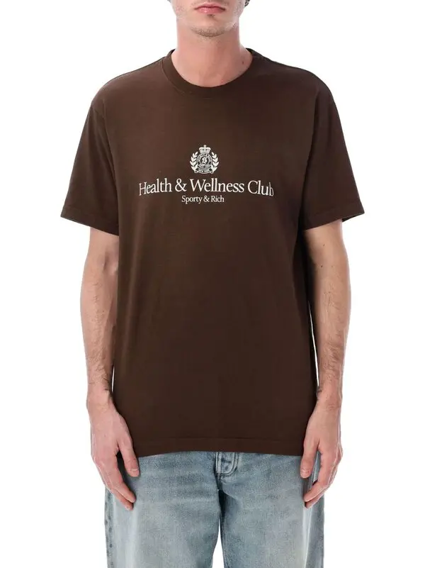 SPORTY & RICH Cotton Logo T-shirts - Brown