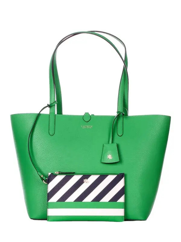 Ralph Lauren Reversible Faux Leather Tote Bag With Removable Pouch - Green