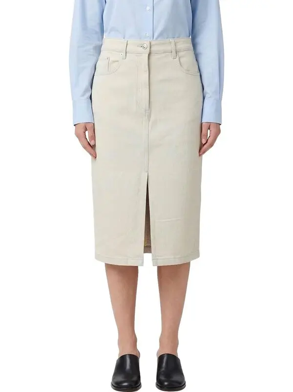 A.p.c. Midi Skirt In Cotton Denim - White