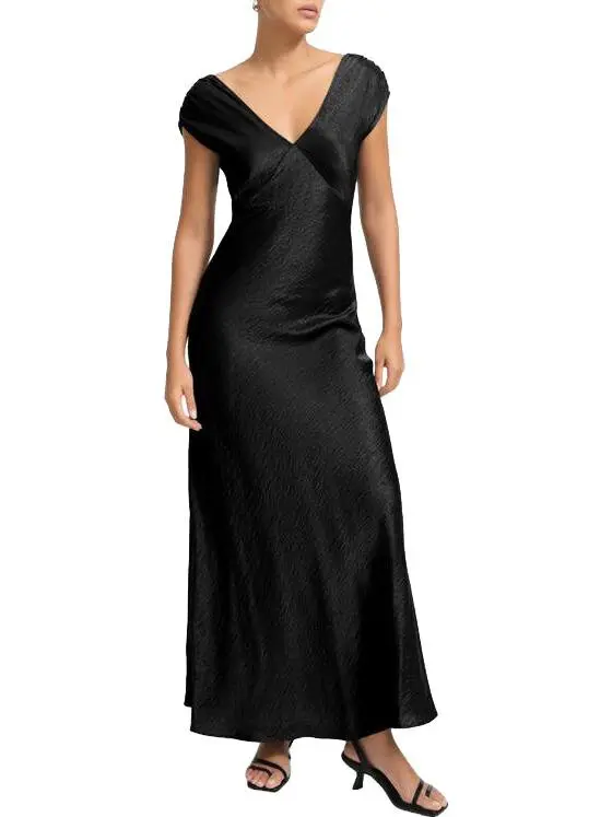 MARCELLA Shiloh Satin A-line Dress - Black