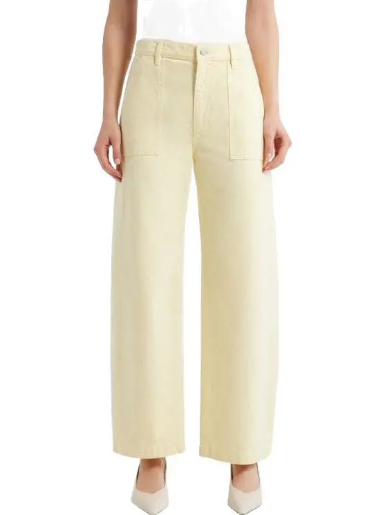 FRAME The Bow High-waist Wide-leg Utility Jeans - Lemon