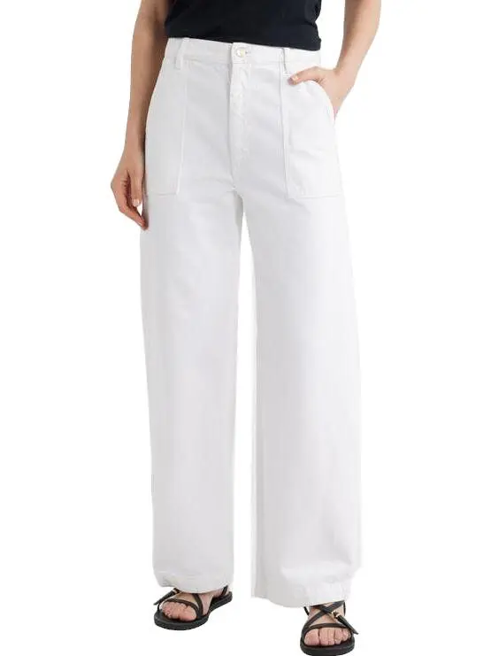 FRAME The Bow High-waist Wide-leg Utility Jeans - White