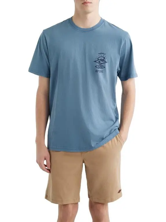 Rip Curl Search Icon Organic Cotton Graphic T-shirt - Bluefin
