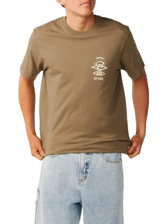 Rip Curl Search Icon Organic Cotton Graphic T-shirt - Walnut