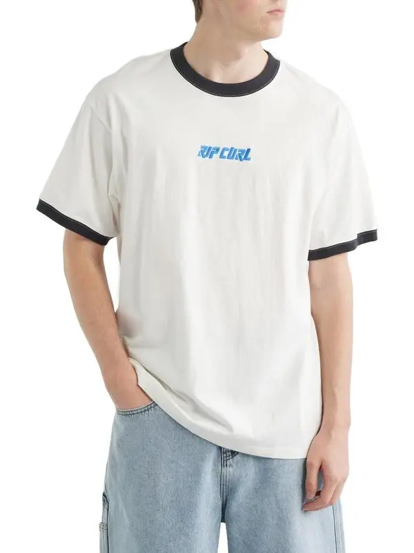 Rip Curl Liquid Trips Embroidered Ringer T-shirt - Bone