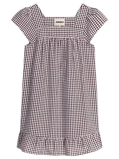 OMNES Gingham-print Mini Dress - Chocolate Gingham