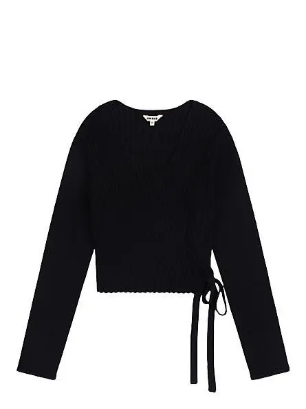 OMNES Soleil Knitted Wrap Top - Black
