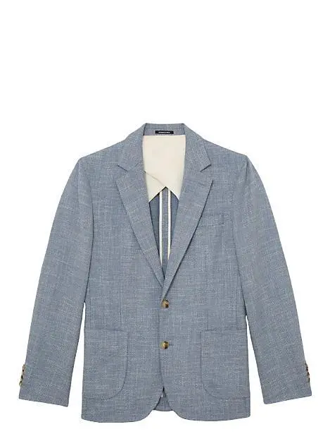 REISS Manci Single-breasted Woven Blazer - Soft Blue