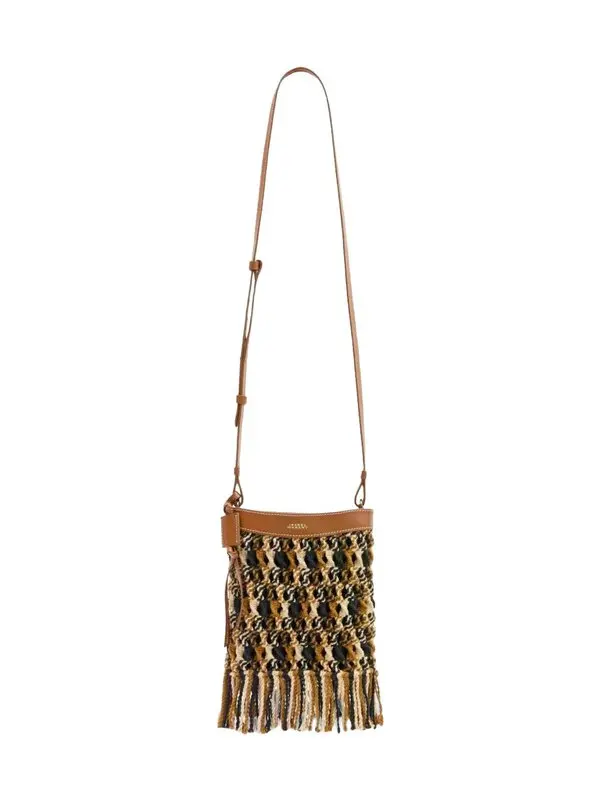 Isabel Marant Leather Shoulder Bag With Fringed Details - Brown