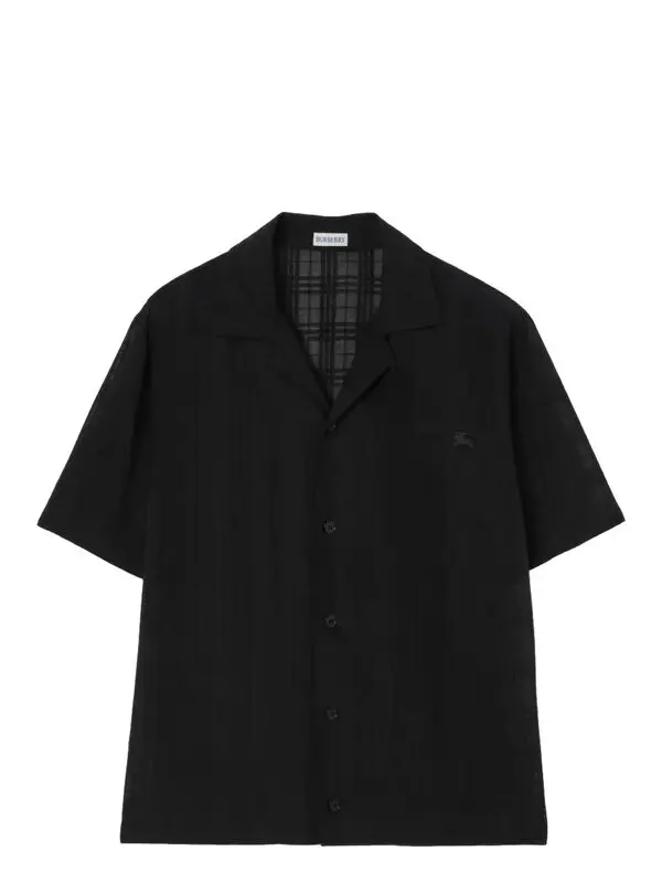 Burberry Relaxed Fit Check Cotton Voile Shirt - Black