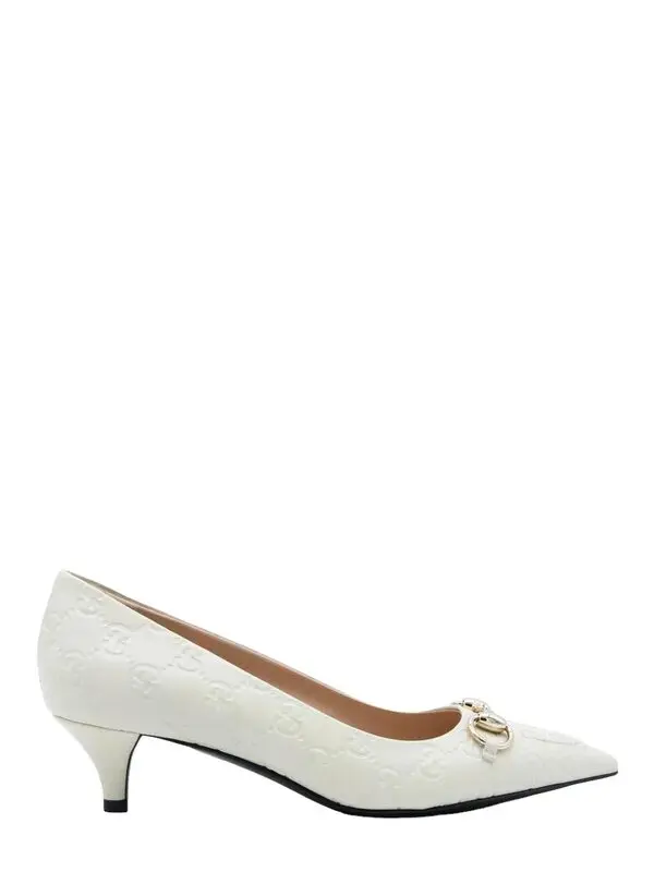Gucci Horsebit Detail Pointed Toe Pumps - White