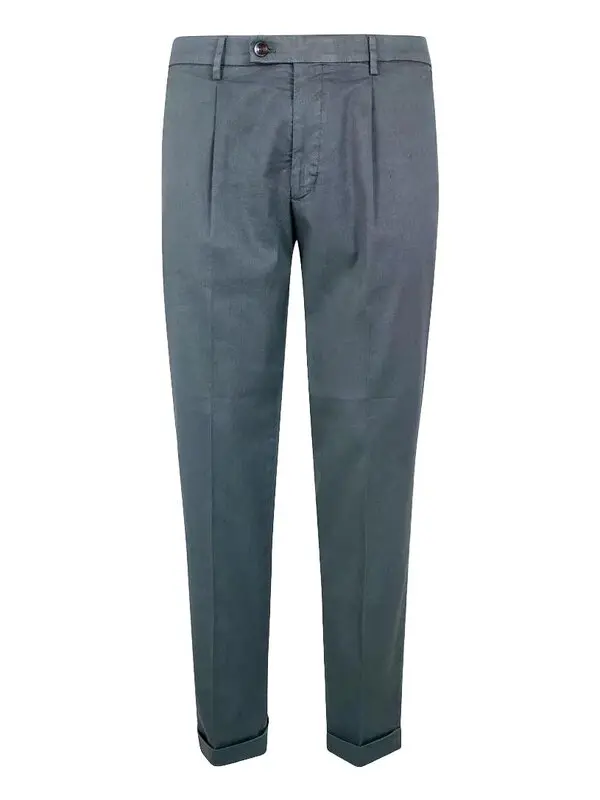 MICHAEL COAL Pleated Linen Trousers - Blue