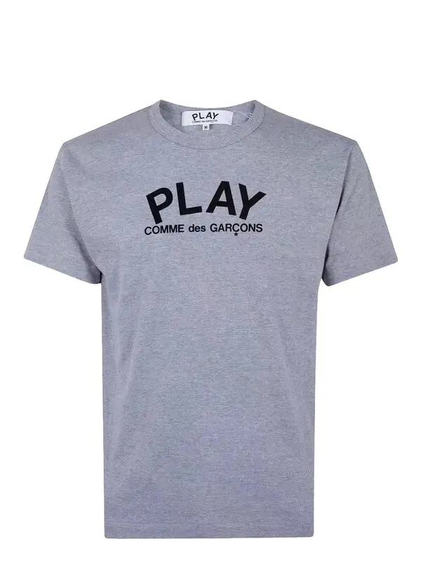 Play Comme Des Garcon Logo-print Heart-print T-shirt - Grey
