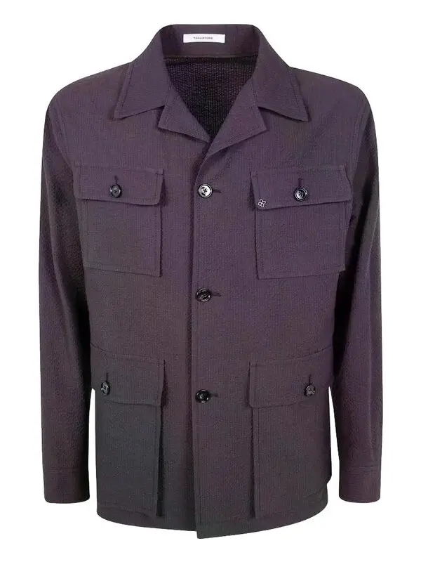Tagliatore Seersucker Multi-pocket Jacket - Purple