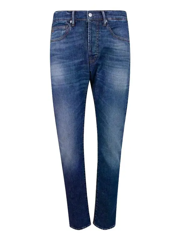 NINE:INTHE:MORNING Faded-effect Whiskered Jeans - Blue