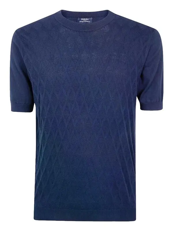 BARBA NAPOLI Diamond-patterned Knit T-shirt - Blue