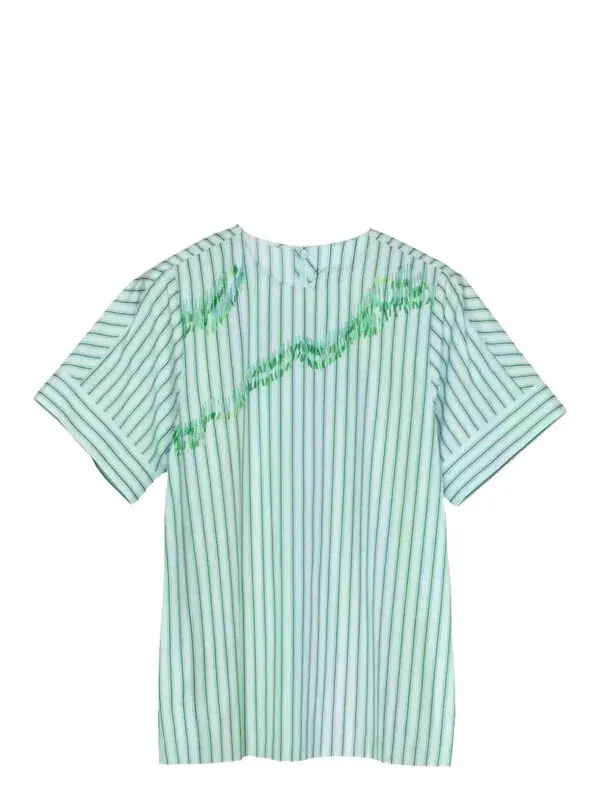 3.1 Phillip Lim Striped-pattern Top With Abstract Embroidery - Blue