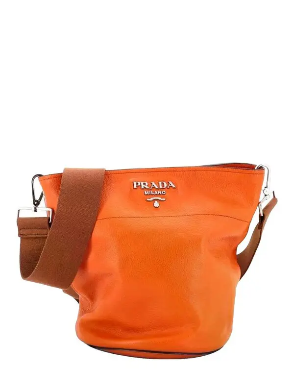 Prada Vitello Daino Small Bucket Bag - Orange
