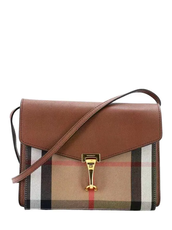 Burberry Macken Leather And House Check Canvas Crossbody Bag - Brown