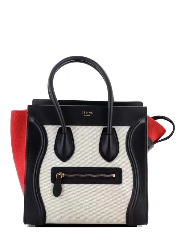 Celine Canvas And Leather Micro Tote Bag - Red