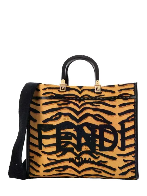 Fendi Sunshine Shopper Printed Canvas Medium Tote Bag - Brown
