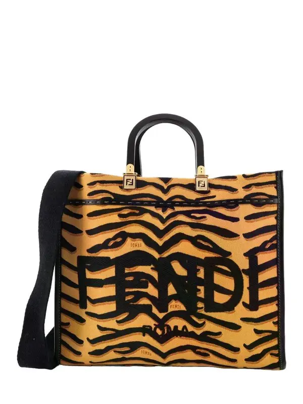 Fendi Sunshine Shopper Printed Canvas Medium Tote Bag - Brown