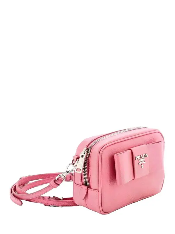 Prada Bow Camera Saffiano Leather Mini Crossbody Bag - Pink