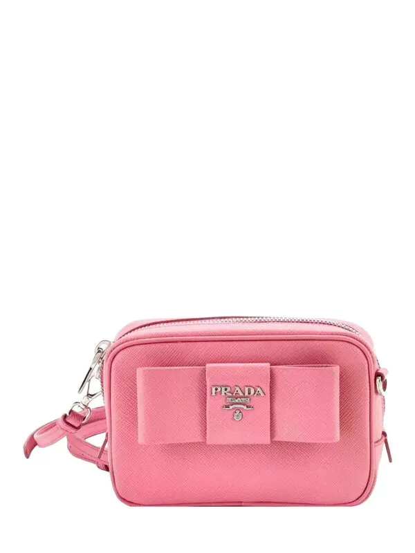 Prada Bow Camera Saffiano Leather Mini Crossbody Bag - Pink