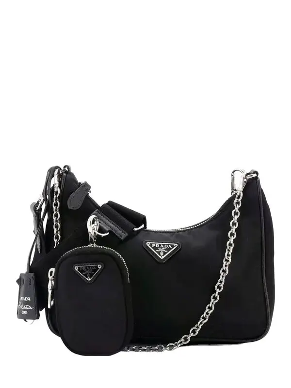 Prada Re-edition 2005 Tessuto Shoulder Bag - Black