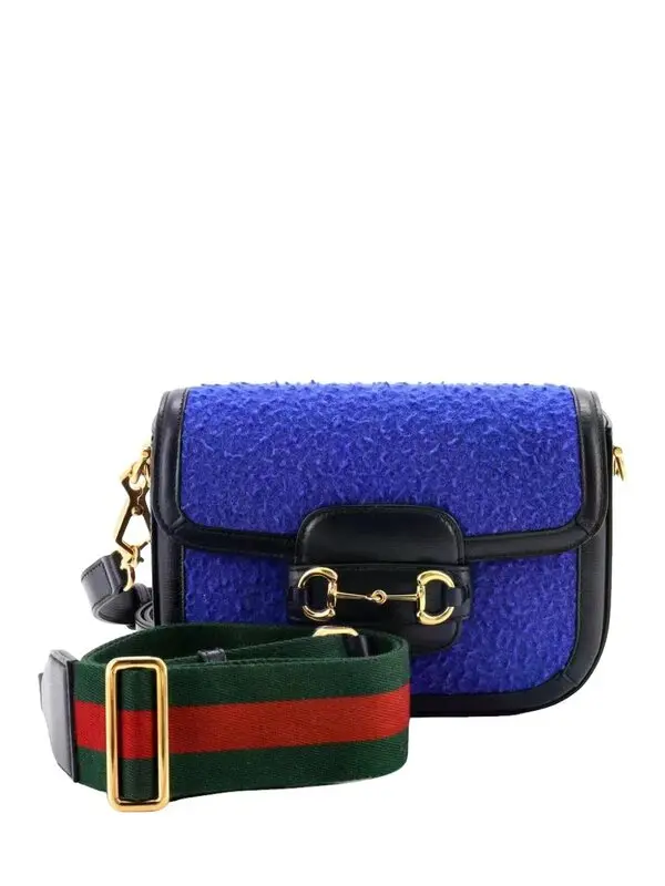 Gucci Horsebit 1955 Wool Mini Crossbody Bag - Blue