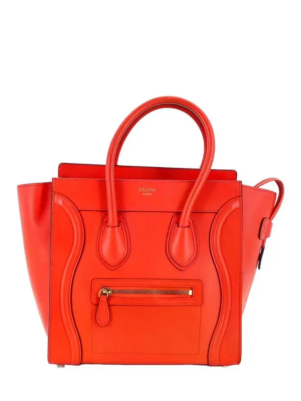Celine Luggage Bag Smooth Leather Micro Tote - Red