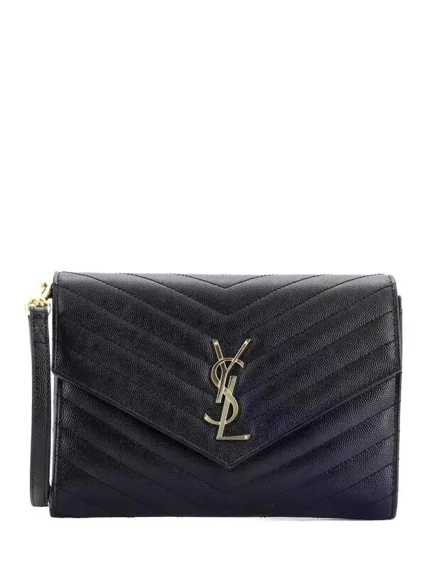 Saint Laurent Classic Monogram Envelope Wristlet - Black