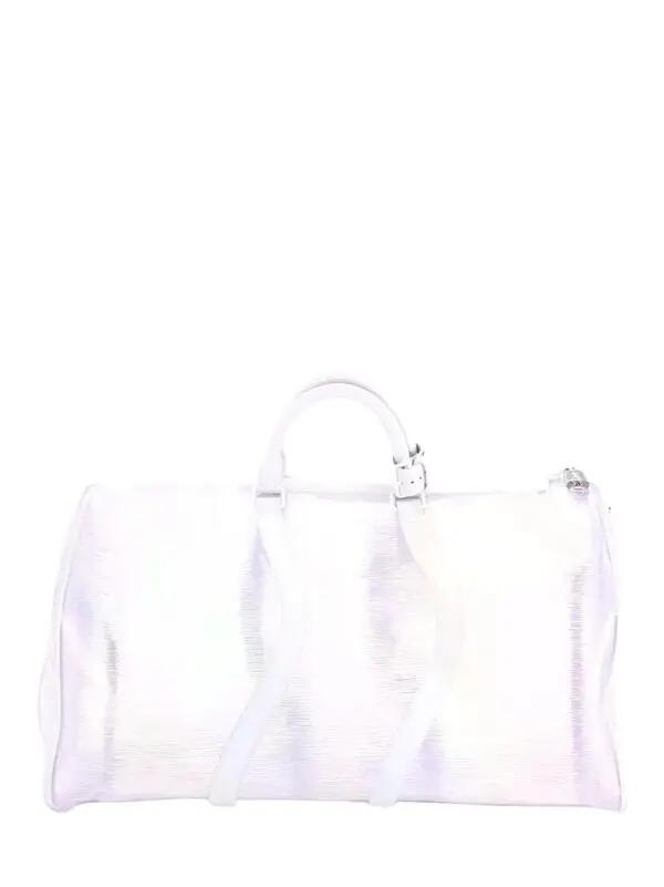 LOUIS VUITTON Keepall Bandouliere 50 Limited Edition Epi Plage Travel Bag - White