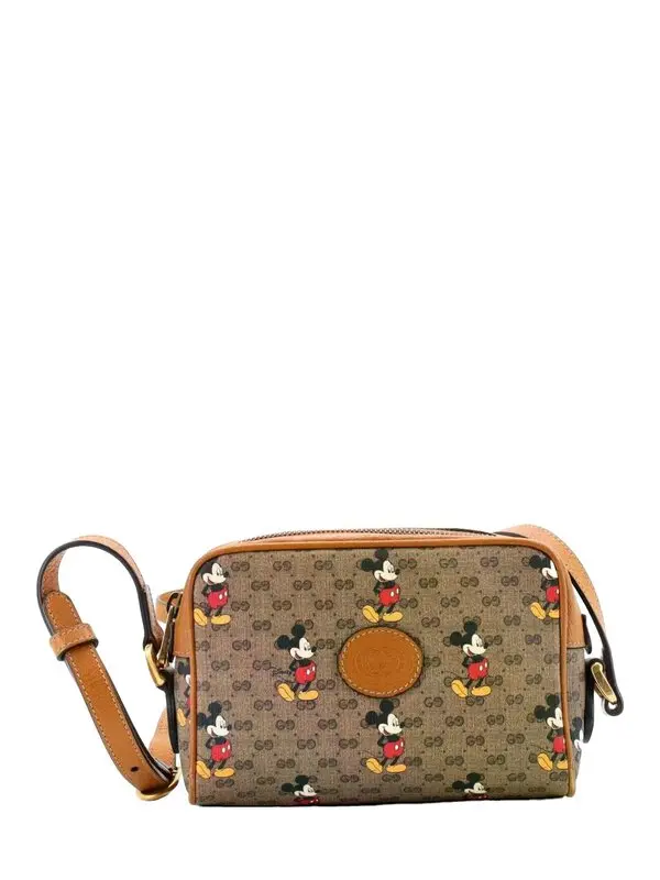 Gucci Disney Mickey Mouse Printed Mini Gg Coated Canvas Mini Crossbody Bag - Brown