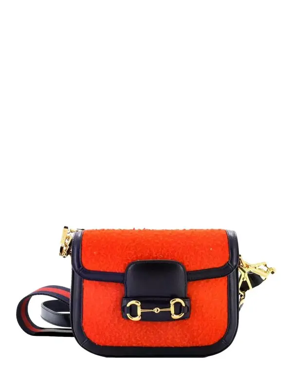 Gucci Horsebit 1955 Wool Mini Crossbody Bag - Blue