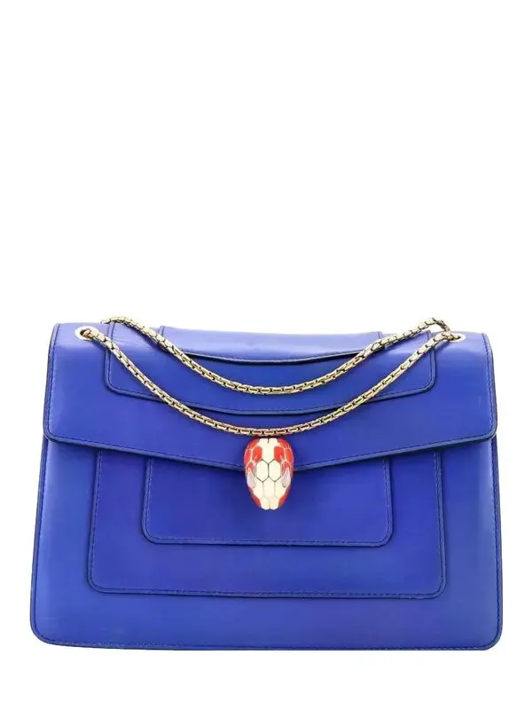 BVLGARI Serpenti Forever Leather Shoulder Bag - Blue