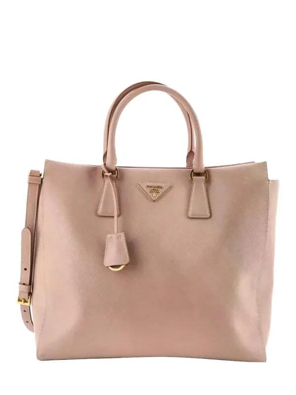 Prada Convertible Open Leather Medium Tote Bag - Neutrals