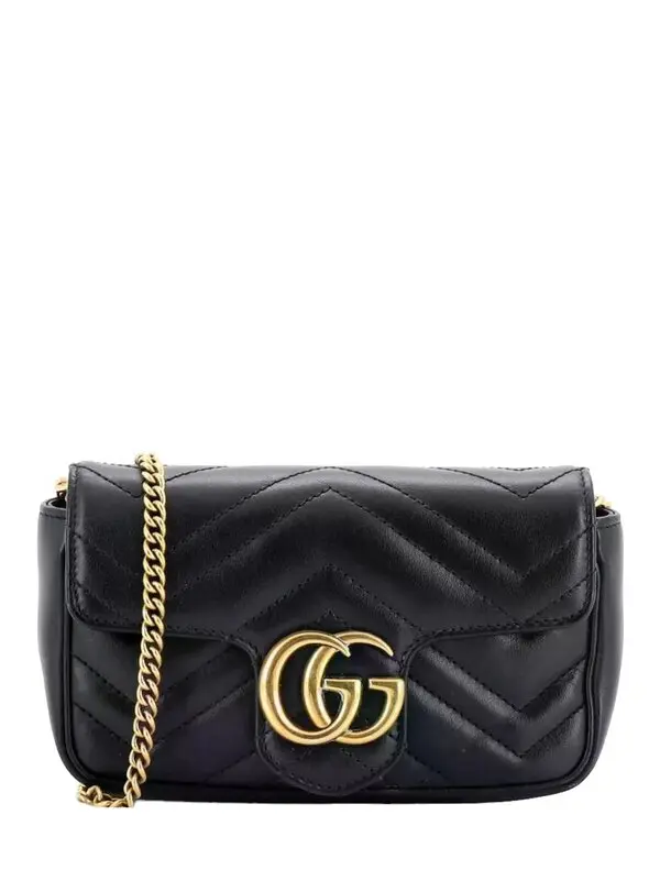 Gucci Gg Marmont Flap Super Mini Bag - Black