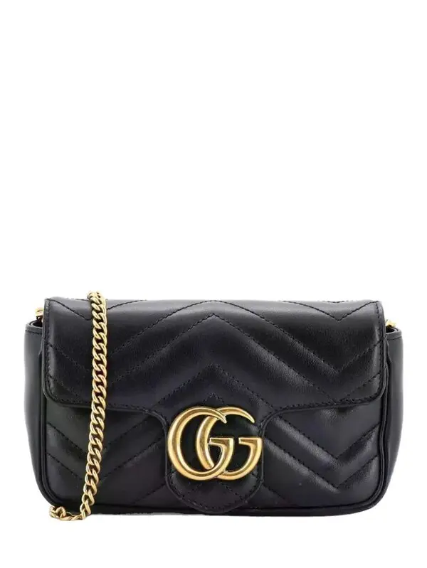 Gucci Gg Marmont Flap Super Mini Bag - Black