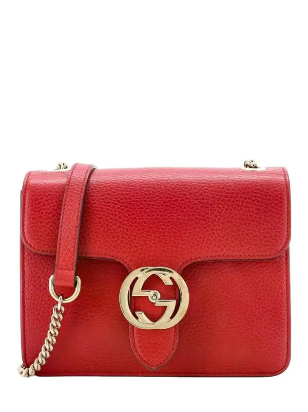 Gucci Interlocking Leather Small Shoulder Bag - Red