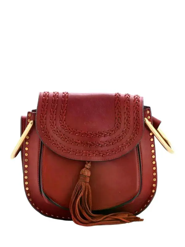 Chloé Hudson Handbag Whipstitch Leather Small Crossbody Bag - Red