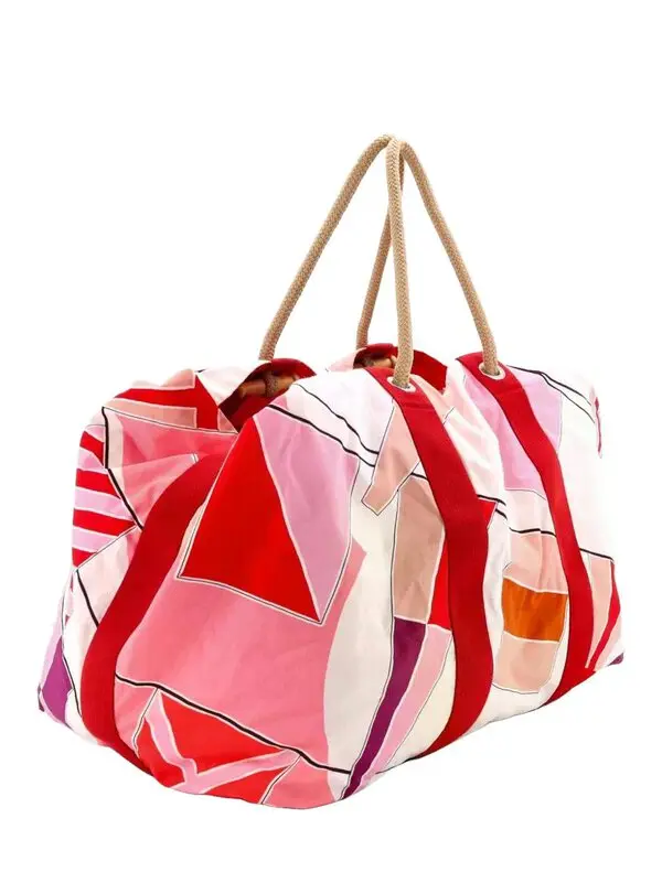 Hermès Drapeaux Au Vent Printed Canvas Large Shoulder Bag - Pink
