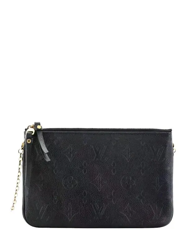 LOUIS VUITTON Double Zip Pochette Monogram Empreinte Leather - Black