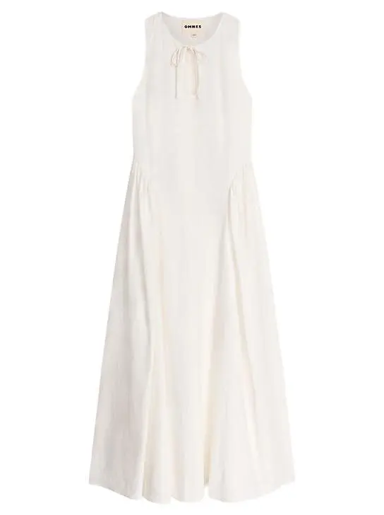 OMNES Margate Linen-blend Midi Dress - White
