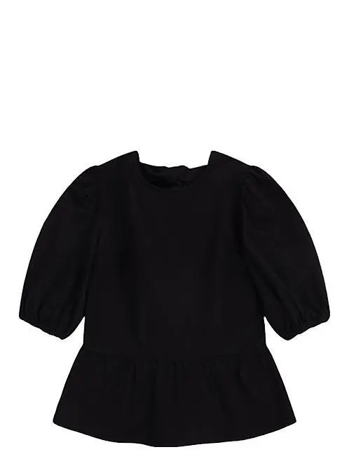 OMNES Tiana Puff-sleeve Cotton Top - Black