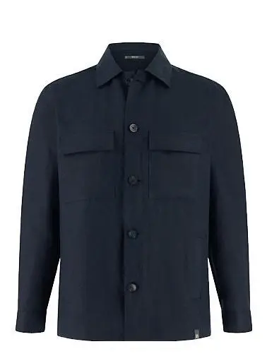 Boggi Milano Regular-fit Linen Shirt Jacket - Navy Blue